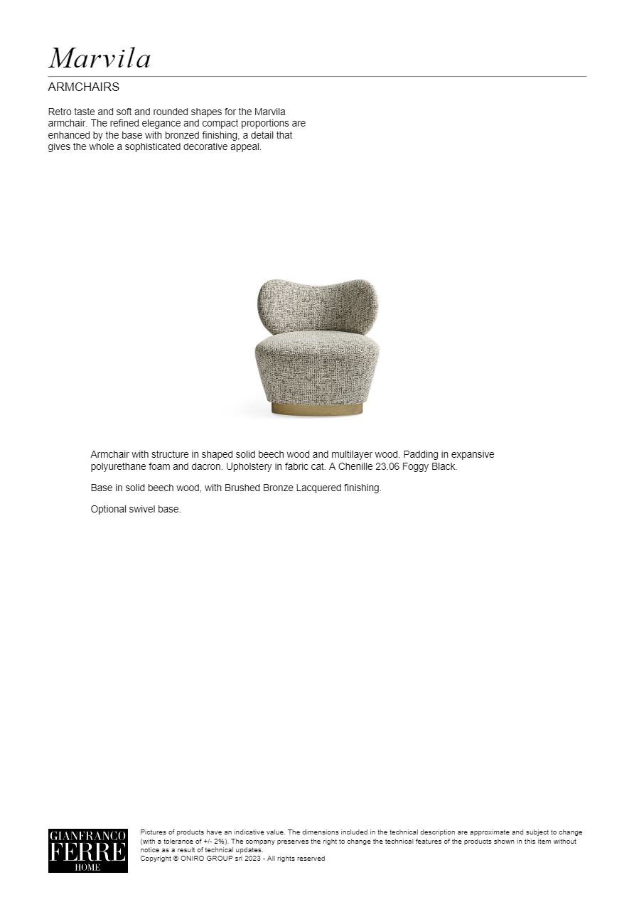 MARVILA Armchair By Gianfranco Ferré Home