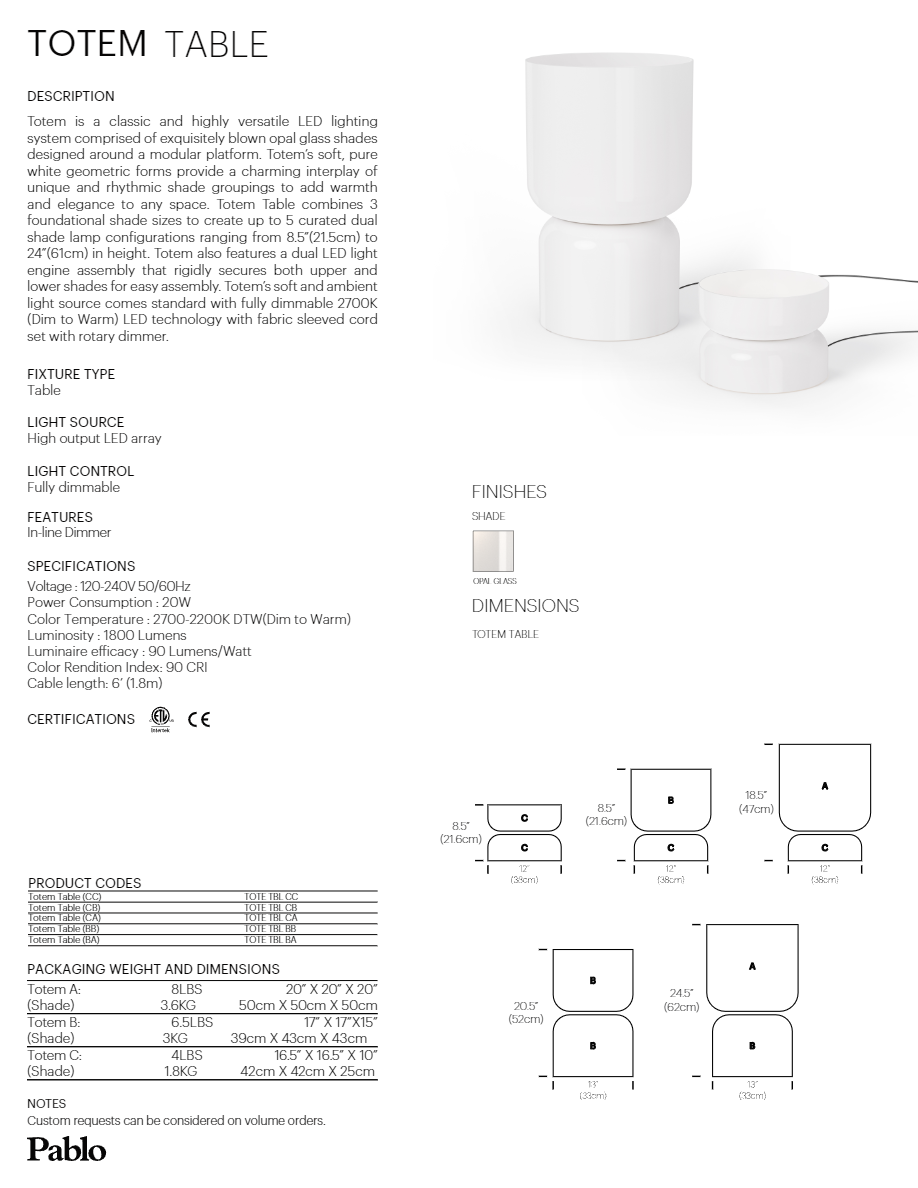 TOTEM Table lamp By Pablo Designs