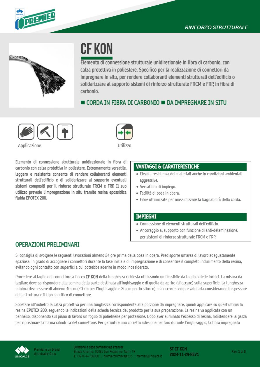 CF KON Materiale composito per rinforzo strutturale By Premier