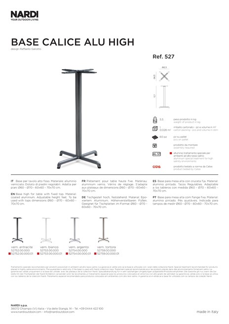 BASE CALICE Base de table By Nardi | design Raffaello Galiotto