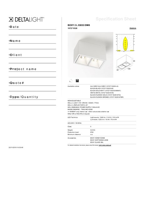 BOXY 2 L LED rectangular ceiling spotlight By Deltalight