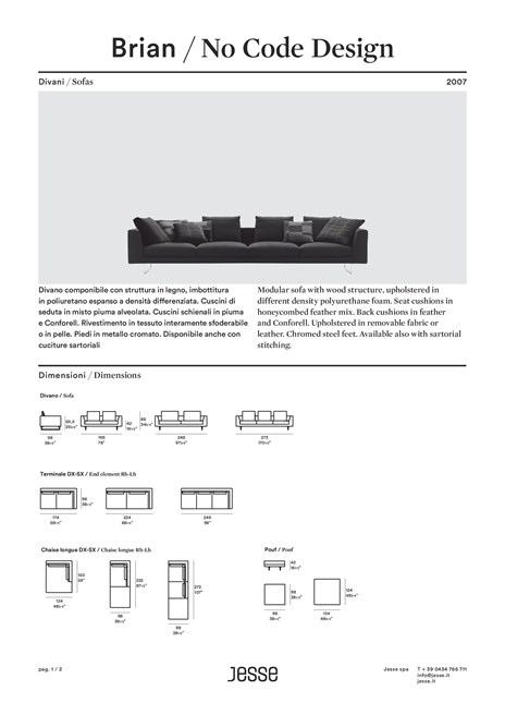 BRIAN | Sofa Brian Collection By JESSE