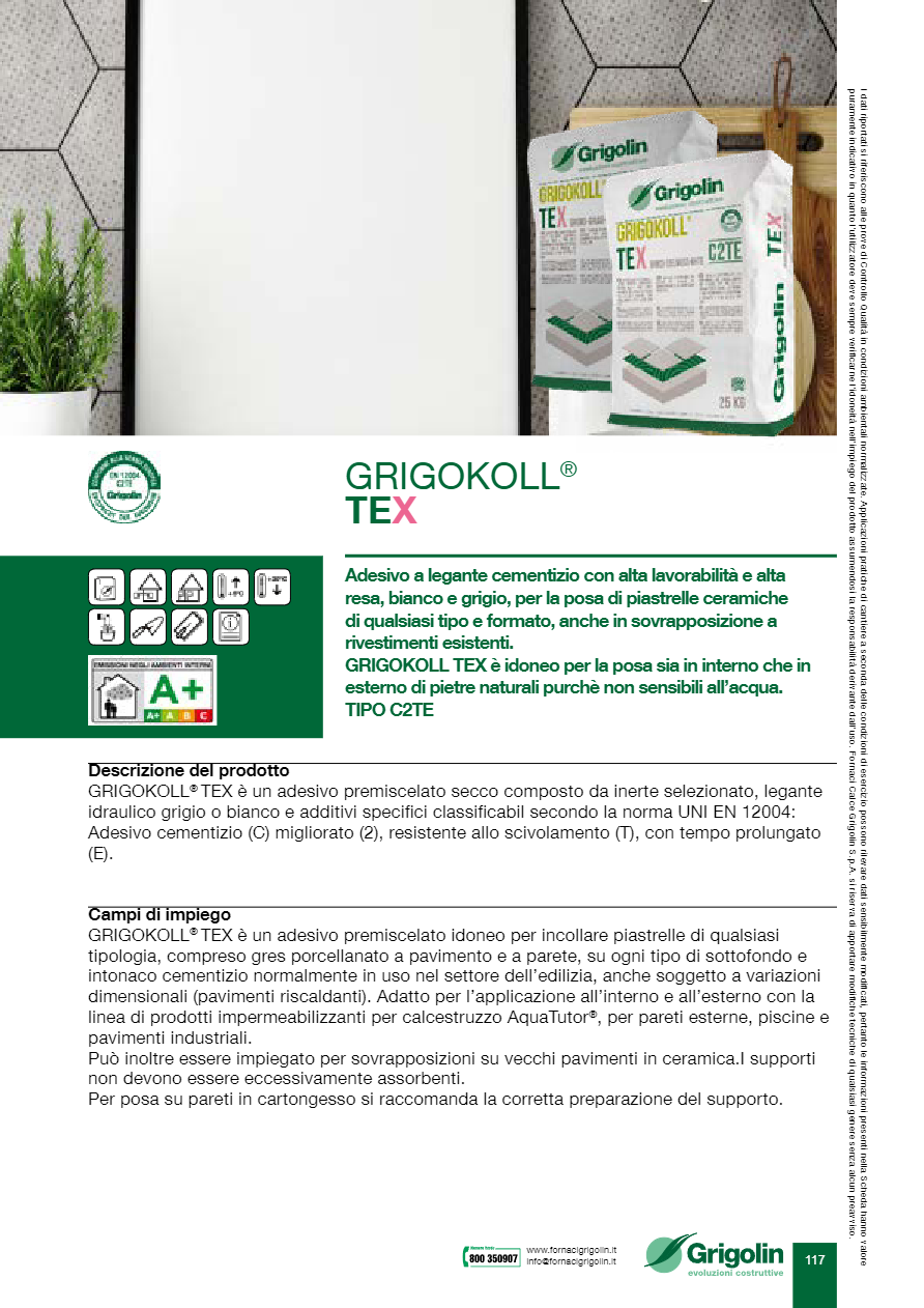 TEX Collante per piastrelle By Fornaci Calce Grigolin