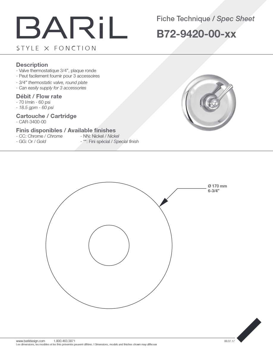 TRADITION B72 Shower tap By BARIL