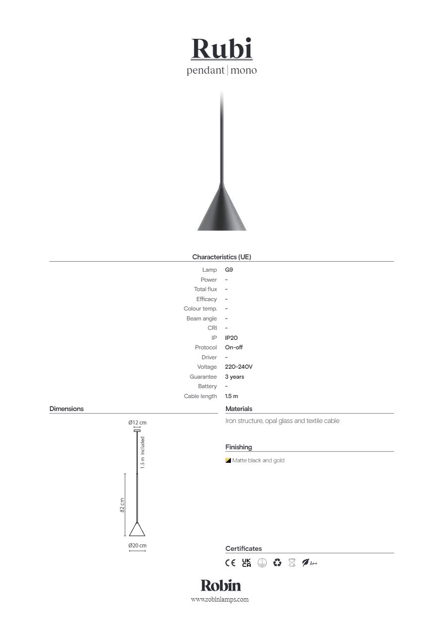 RUBI MONO Pendant lamp By Robin