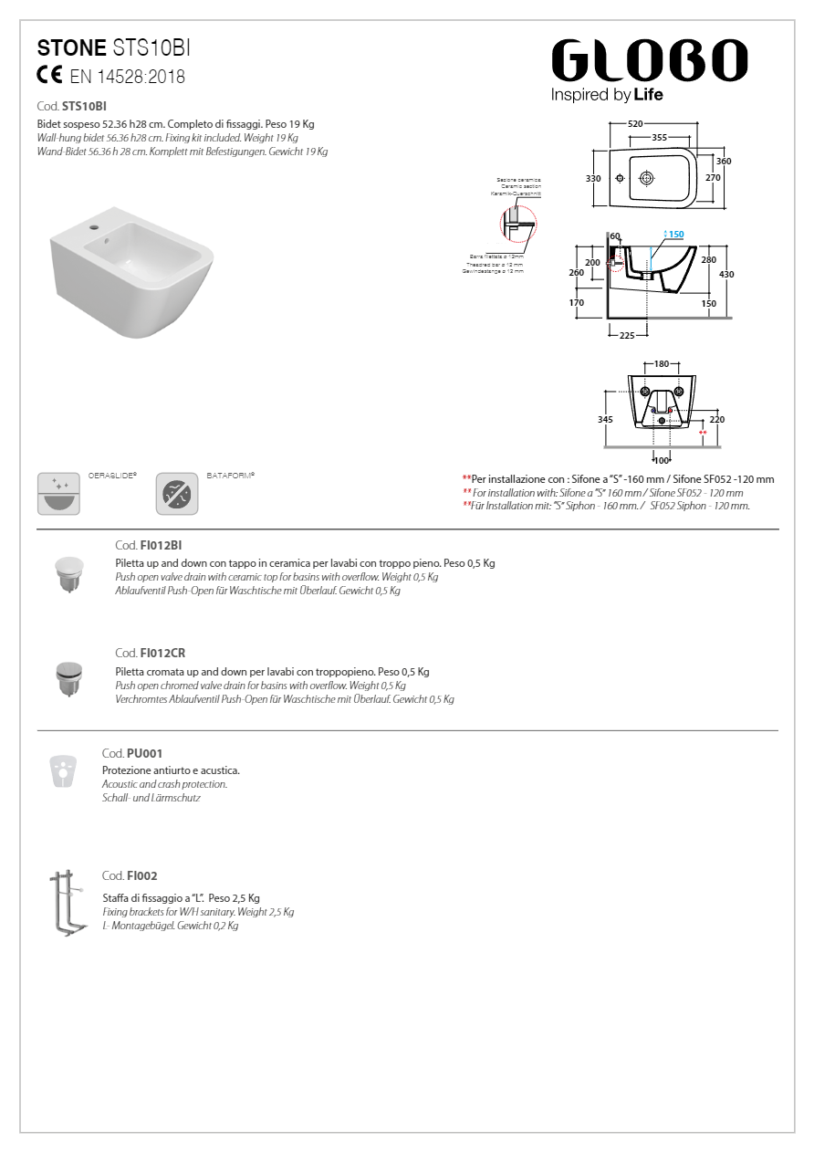 STONE Bidet By Ceramica Globo