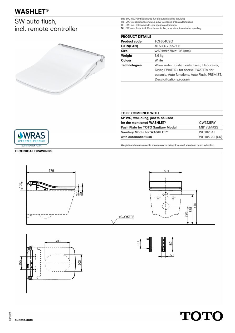 WASHLET® RW Toilet By TOTO