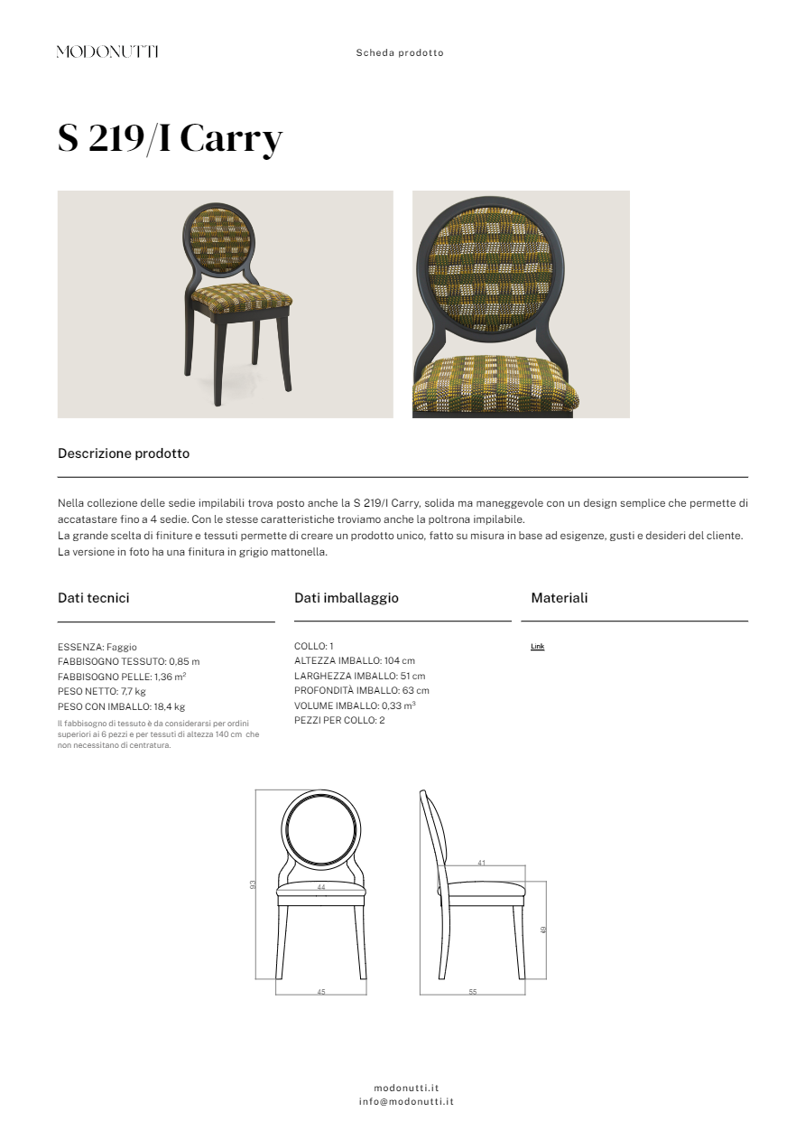 S 219/I CARRY Chair By Modonutti