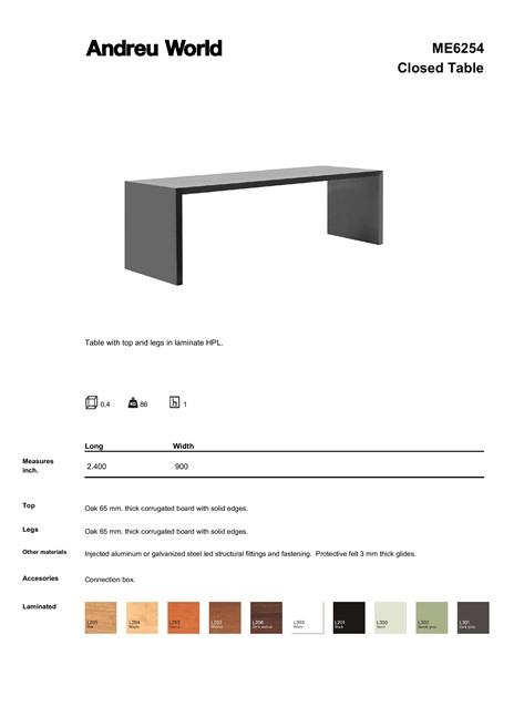 CLOSED H75CM Table By Andreu World
