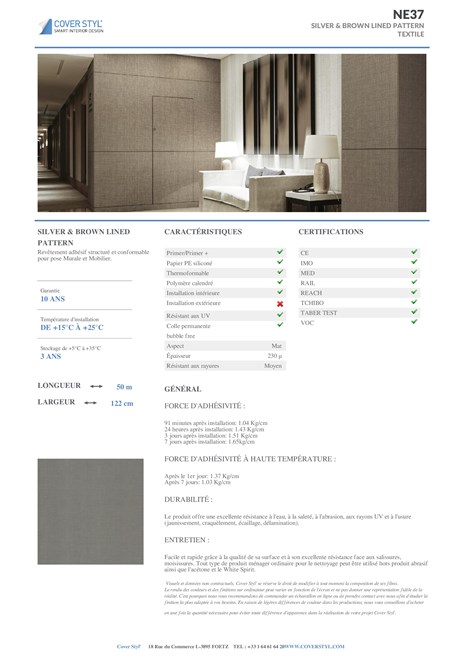 NATUREL Revêtement mural en vinyle effet tissu By Cover Styl