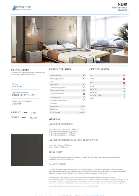 LEATHER Vinyl wall tiles with leather effect By Cover Styl