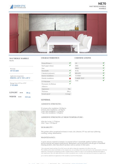 MARBLE Vinyl wall tiles with marble effect By Cover Styl