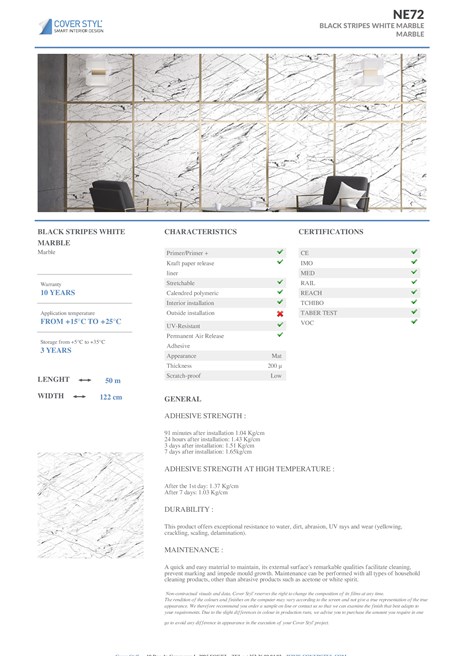 MARBLE Vinyl wall tiles with marble effect By Cover Styl