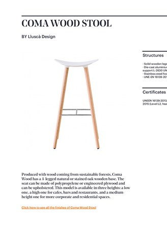 COMA WOOD High wooden stool with footrest By ENEA | design Josep Lluscà
