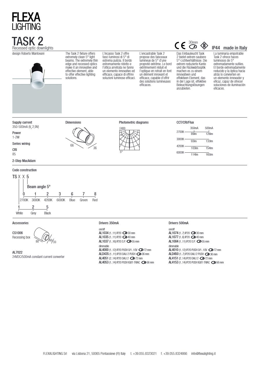 TASK 2 Recessed LED ceiling spotlight By Flexalighting