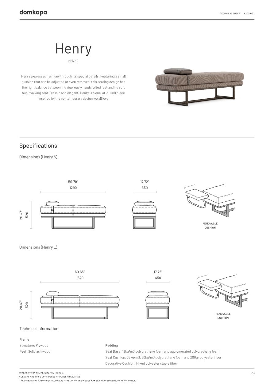 HENRY Bench By Domkapa