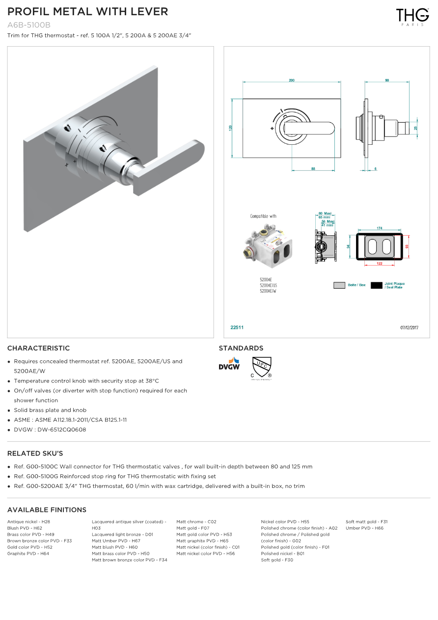 PROFIL METAL HEBEL Duscharmatur aus Metall By THG Paris