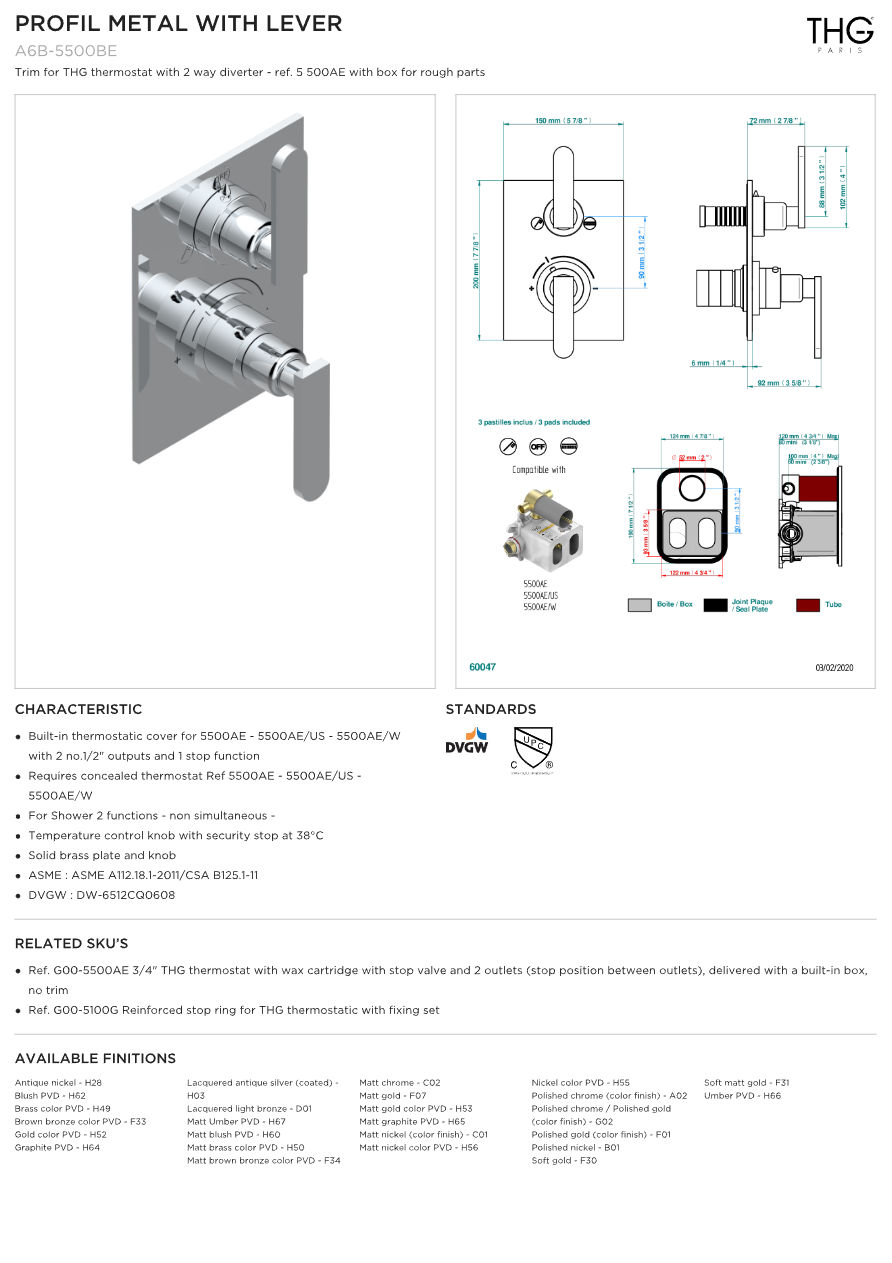 PROFIL METAL HEBEL Duscharmatur aus Metall By THG Paris