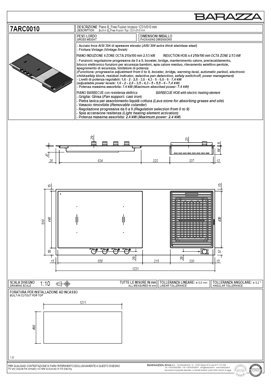 B_FREE FUSION Hob By Barazza