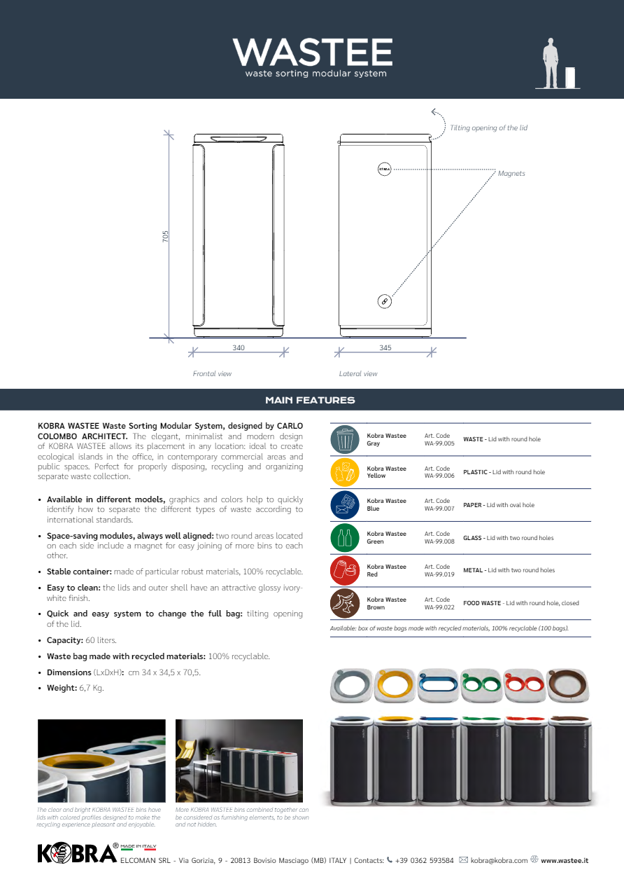 WASTEE Waste paper bin By Kobra | design Carlo Colombo
