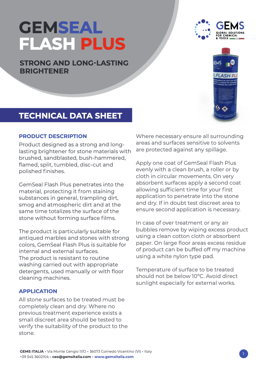 GEMSEAL FLASH PLUS Solvent-based stain protection and brightening agent ...