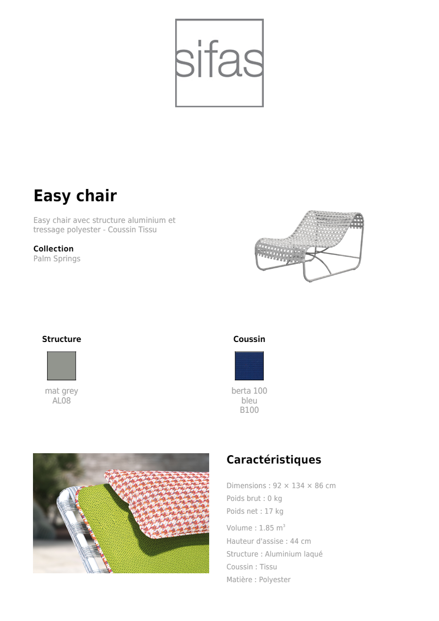PALM SPRINGS Easy chair By Sifas