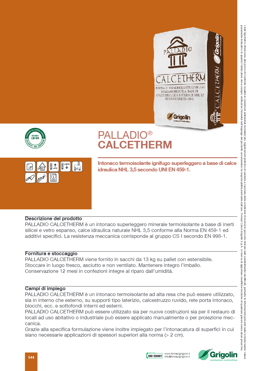 Bio-intonaco CALCETHERM - Fornaci Calce Grigolin - Edilportale