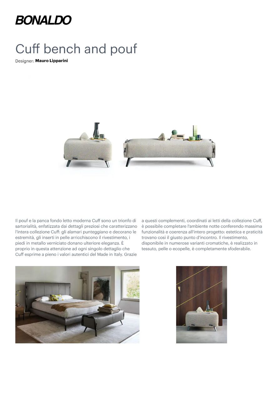 CUFF Pouf imbottito rettangolare in tessuto By Bonaldo | design Mauro ...