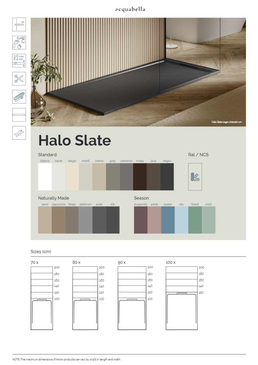 HALO SLATE Shower tray By Acquabella