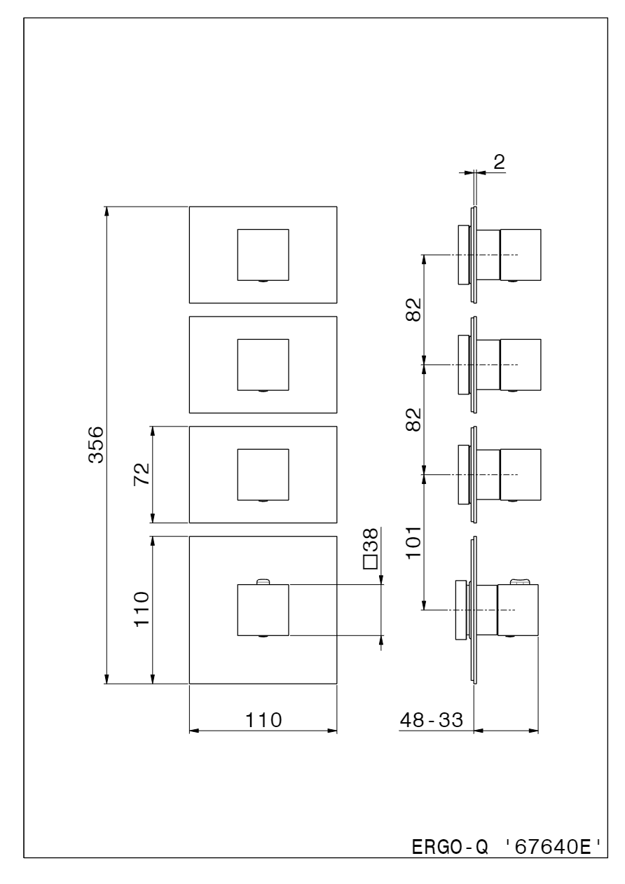 3-WAY OUT THERMOSTATIC SELECTORS 67640E Thermostatische 4-Loch Dusche-Mischbatterie By newform