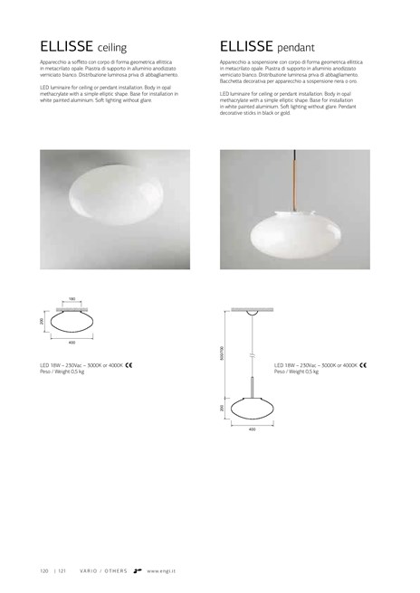 ELLISSE LED methacrylate pendant lamp By ENGI