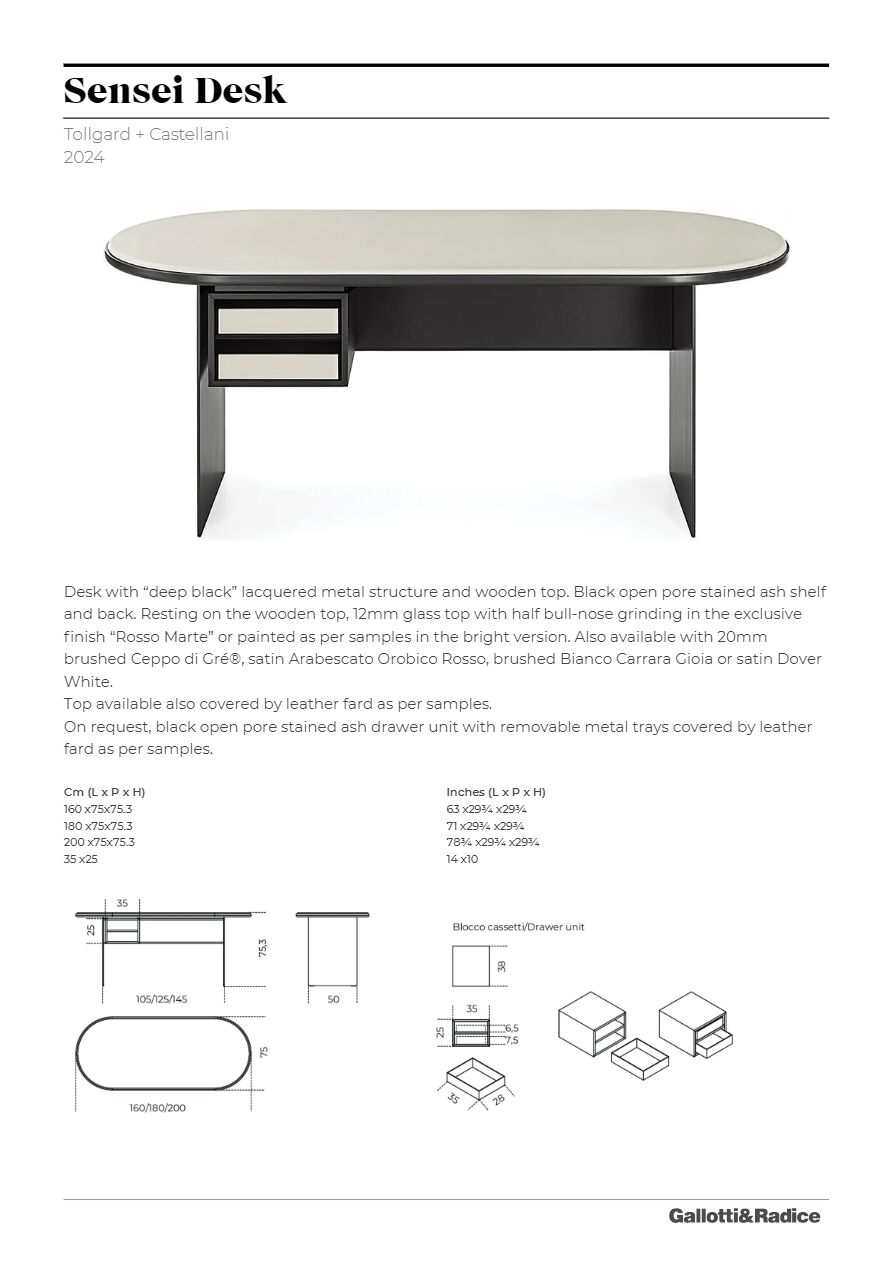 SENSEI DESK Writing desk By Gallotti&Radice