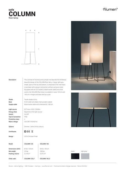 COLUMN Floor lamp By Filumen | design Christian Finke
