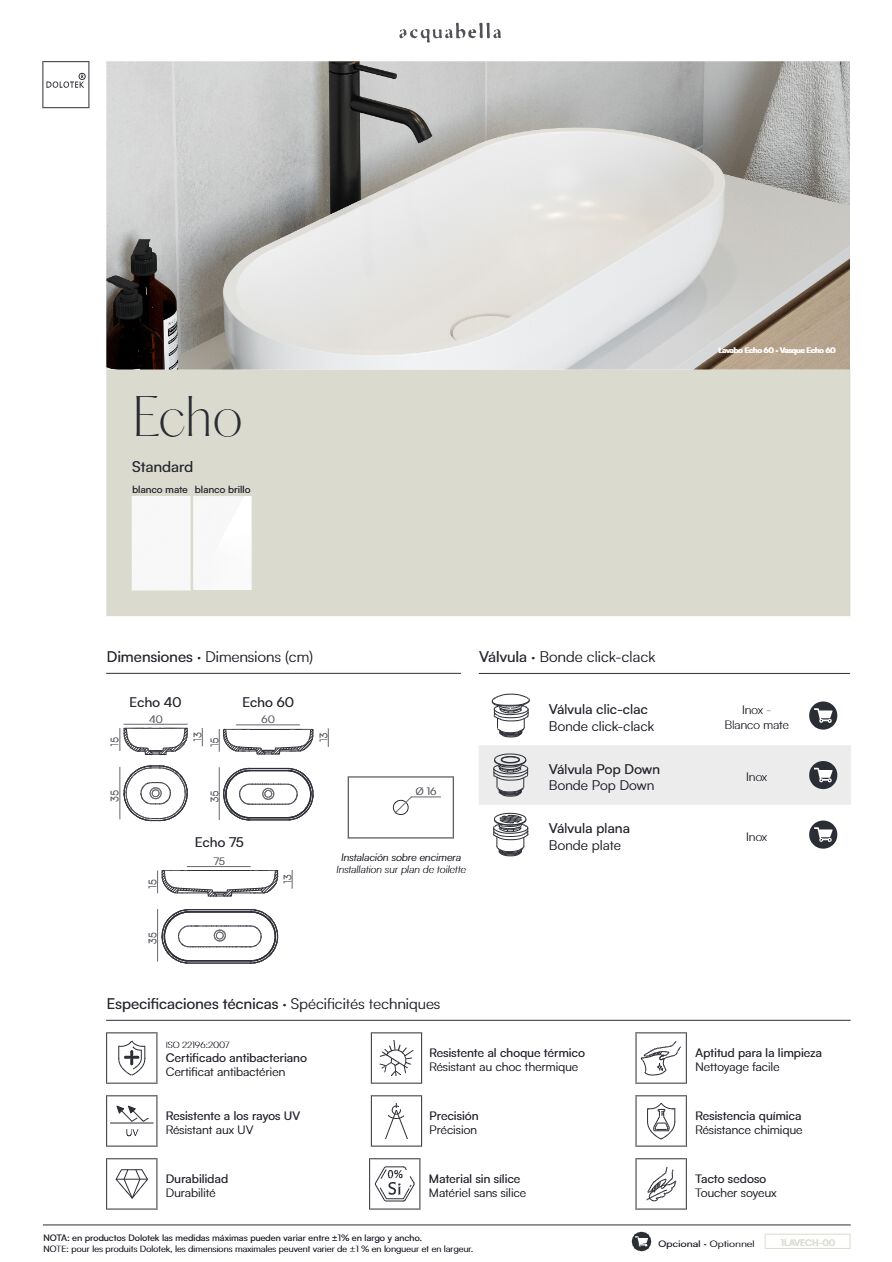 ECHO Lavabo ovale da appoggio in Dolotek© By Acquabella