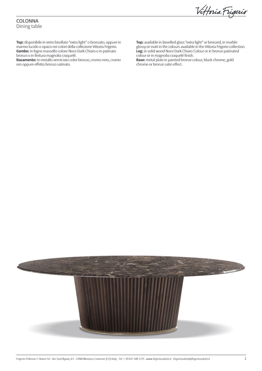 COLONNA Marble dining table By Vittoria Frigerio