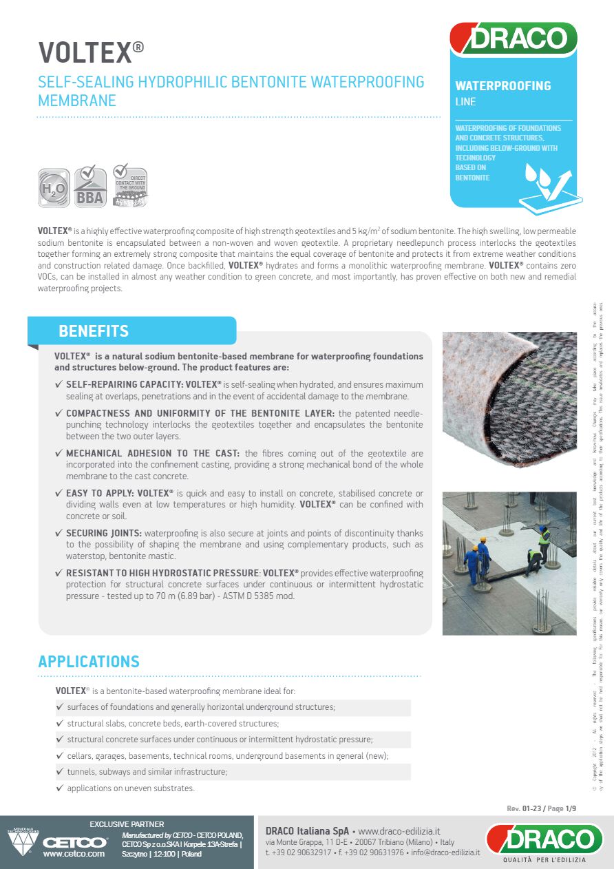 VOLTEX® Produto de impermeabilização à base de bentonite By DRACO