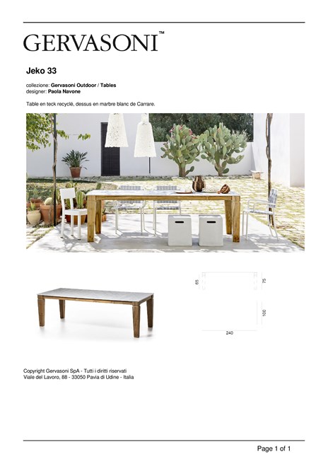 JEKO 33 Table By Gervasoni | design Paola Navone