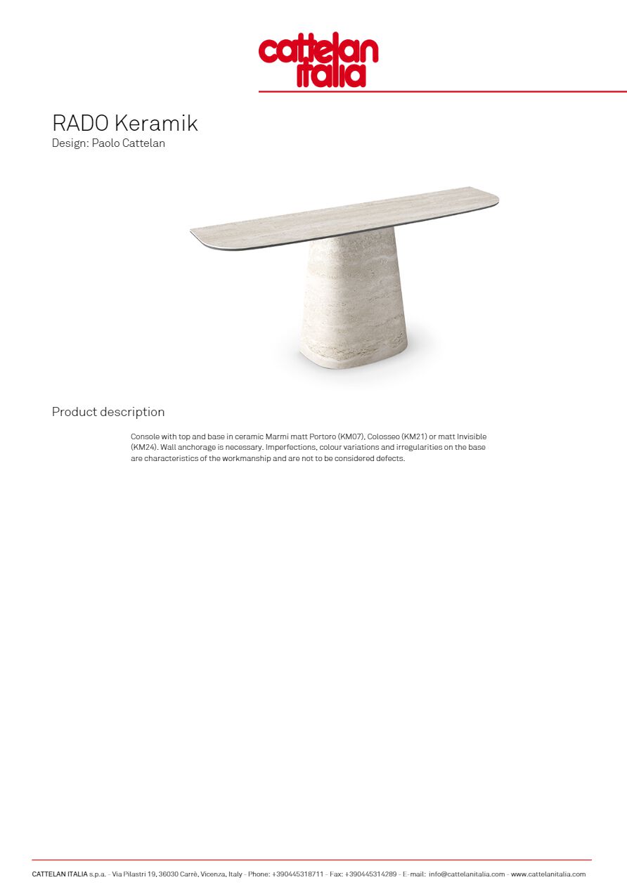 RADO KERAMIK Console table By Cattelan Italia
