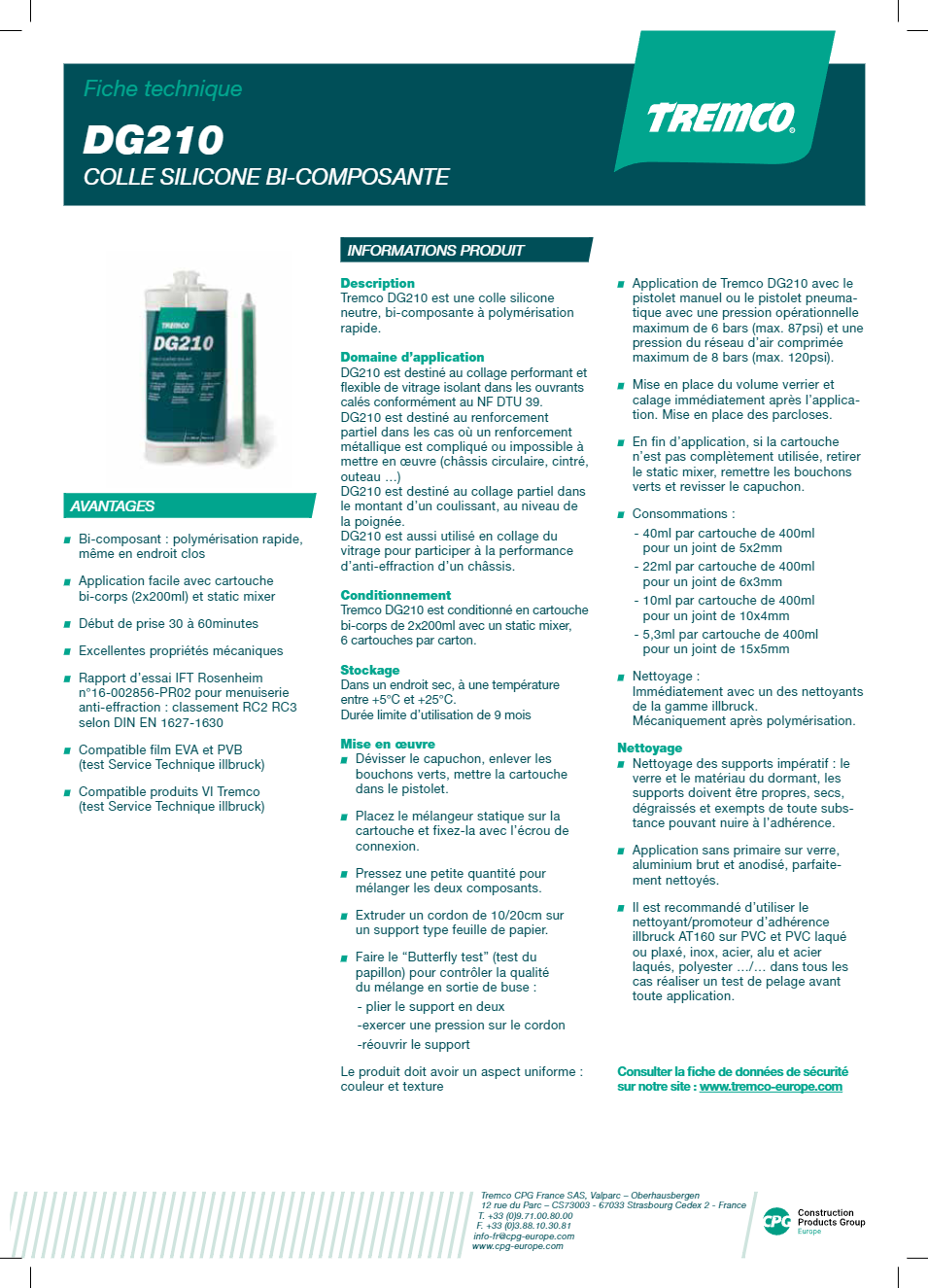 DG210 Joint de silicone By Tremco CPG Europe