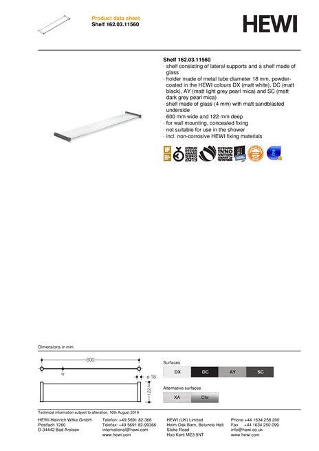 SYSTEM 162 | Mensola bagno Collezione System 162 By HEWI design NOA