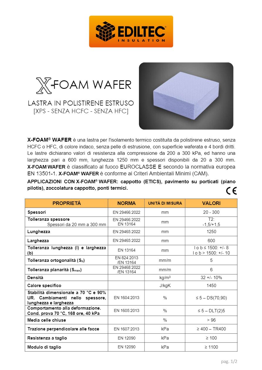 X-FOAM® WAFER Pannello termoisolante in XPS By Ediltec