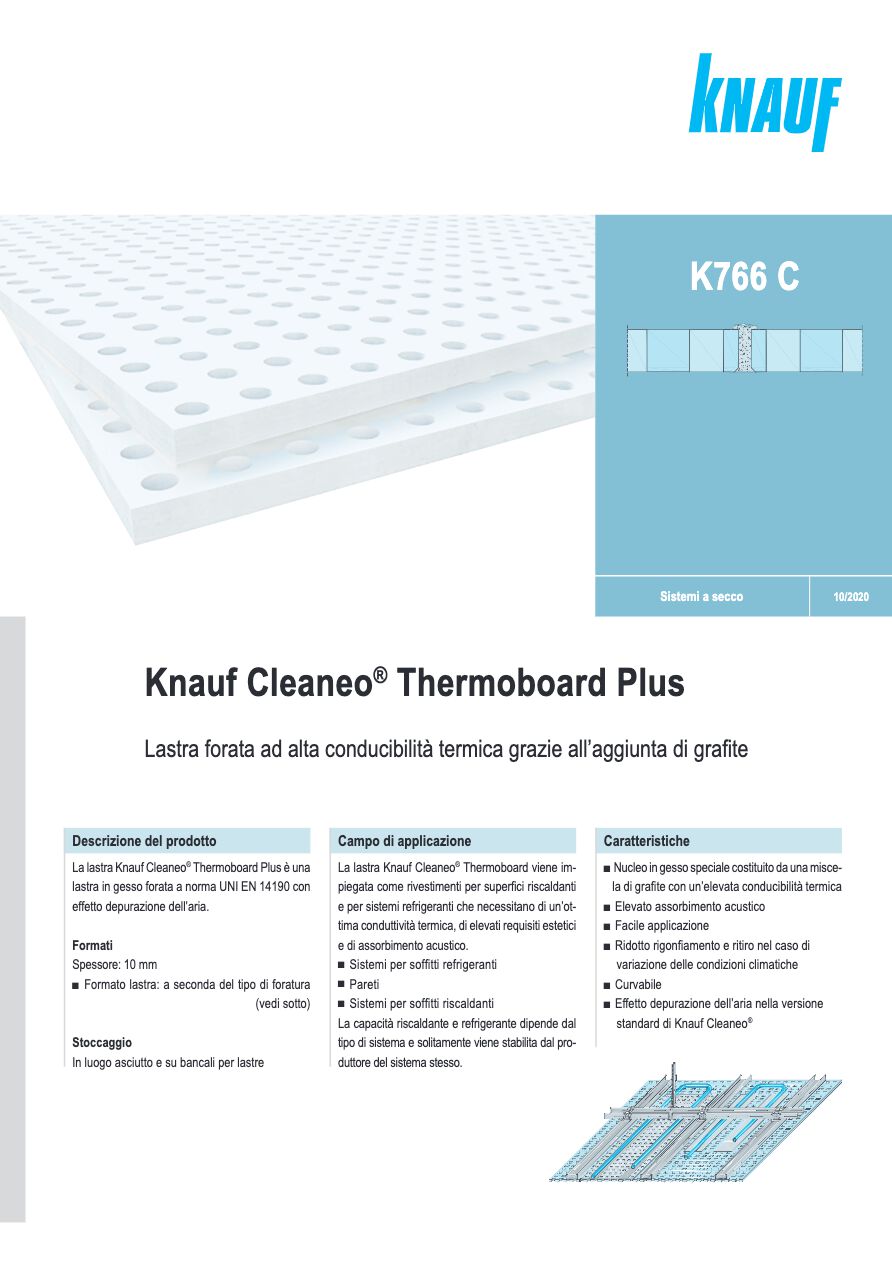 CLEANEO THERMOBOARD PLUS FORATA 10 mm Lastra in gesso rivestito per ...