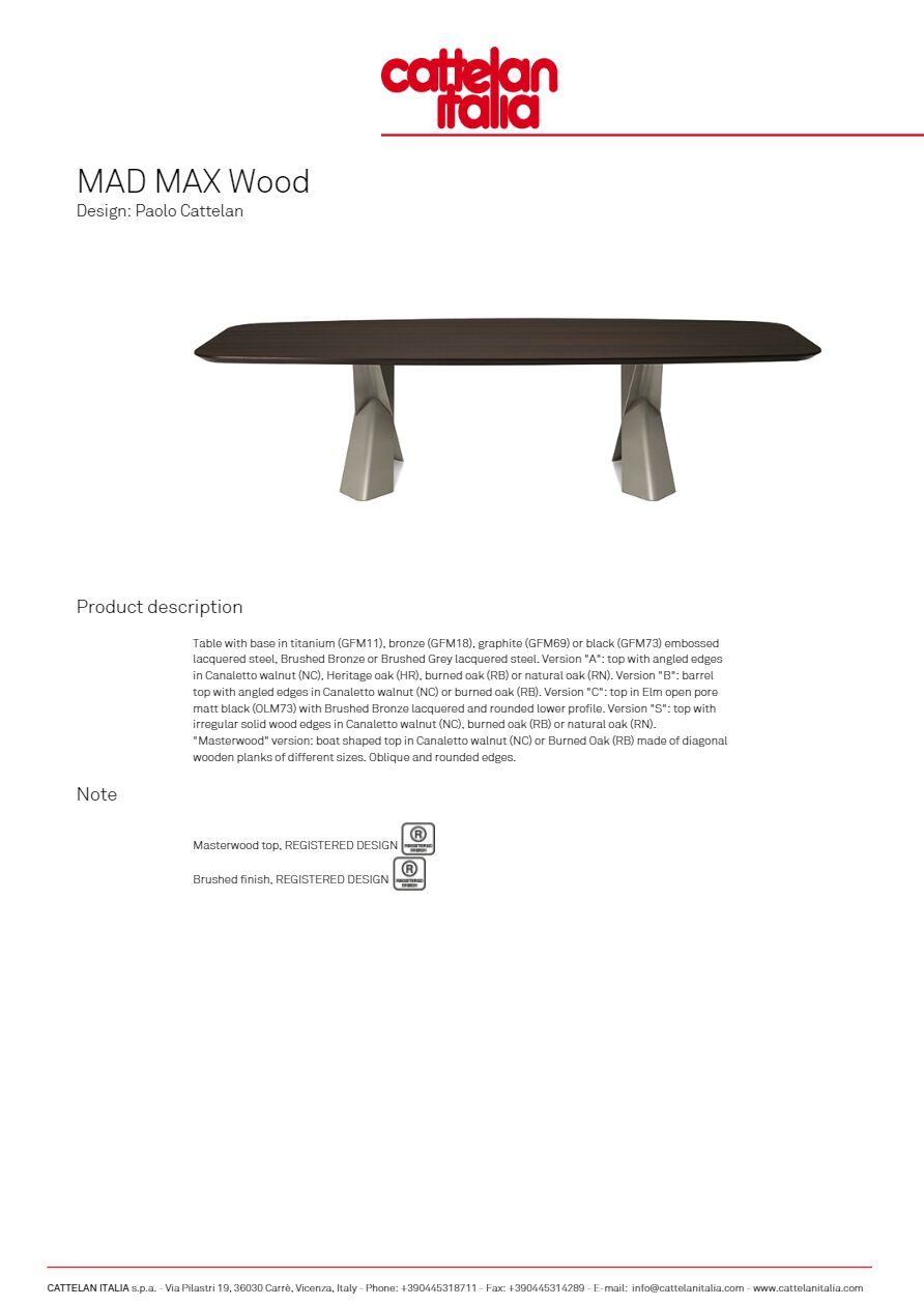 MAD MAX WOOD Table By Cattelan Italia