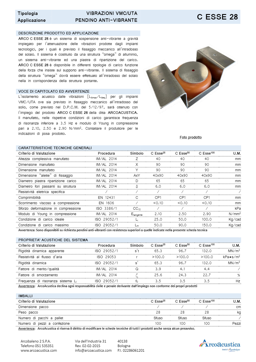 ARCO CS 28 Assorbitore di vibrazioni, sistema antivibrante By ArcoAcustica