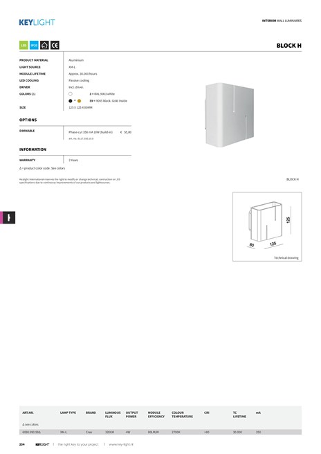 BLOCK H wall lamp By KEYLIGHT