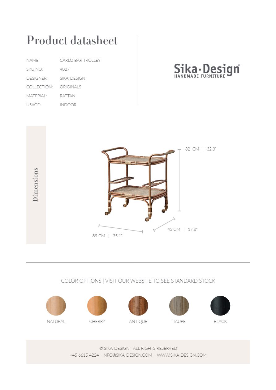 CARLO Food trolley By Sika Design