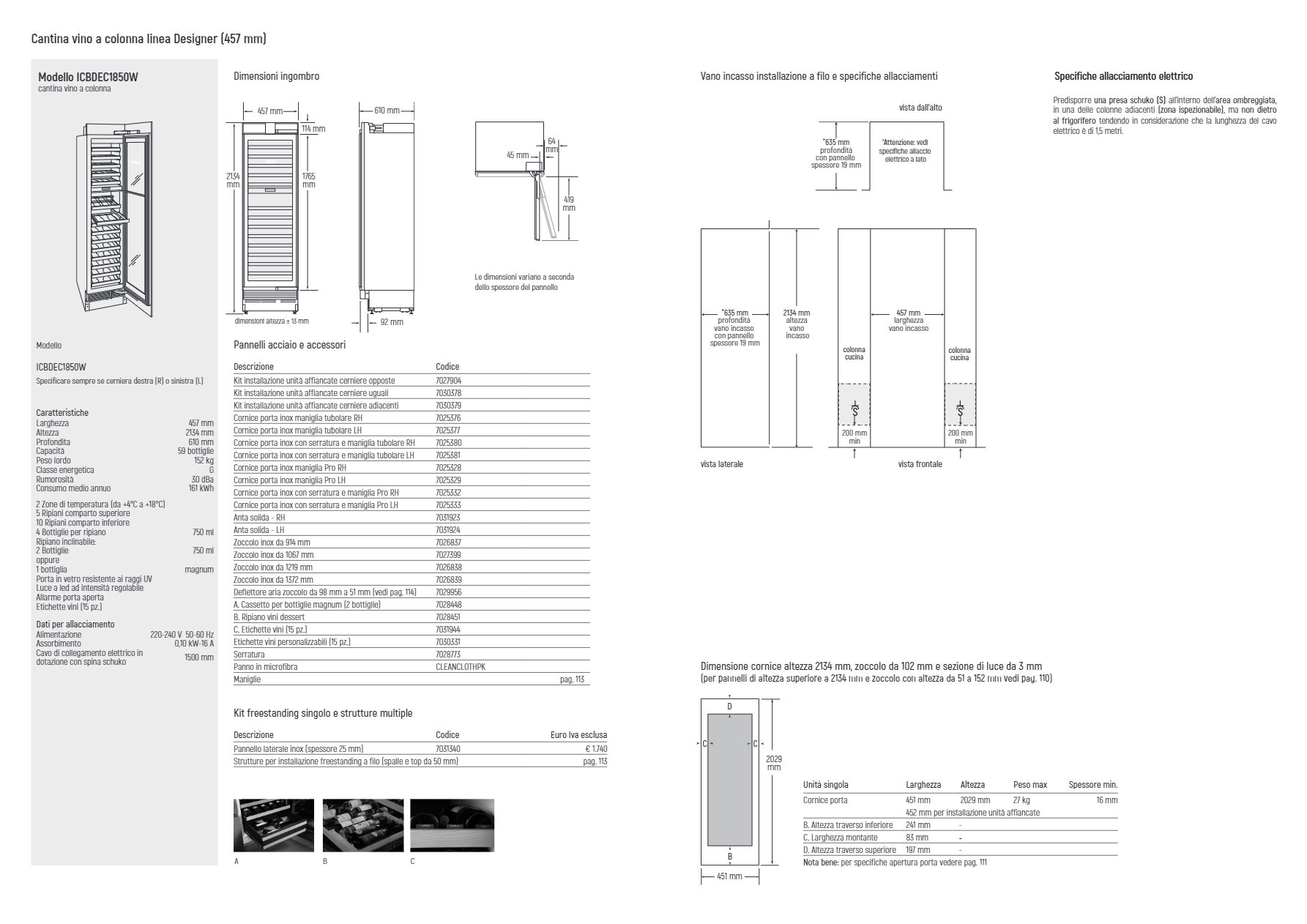 ICBDEC1850W Cantinetta frigo a doppia temperatura in acciaio inox con anta in vetro By Sub-Zero