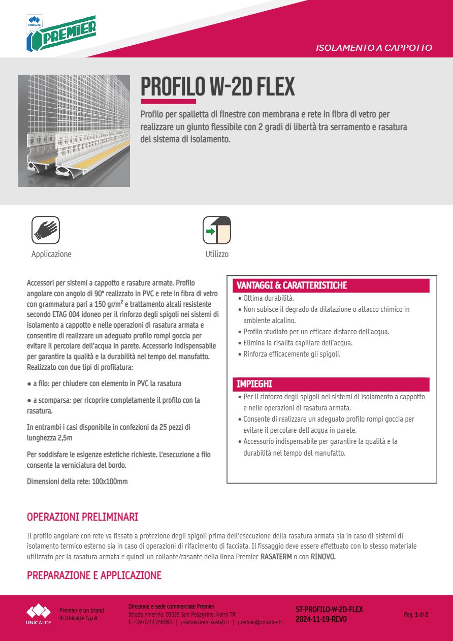 PROFILO W-2D FLEX Guarnizione e giunto per prodotto isolante By Premier
