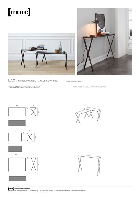 LAX Rectangular steel console table By more | design Gil Coste