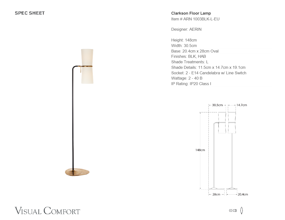 CLARKSON Floor lamp By Visual Comfort Europe